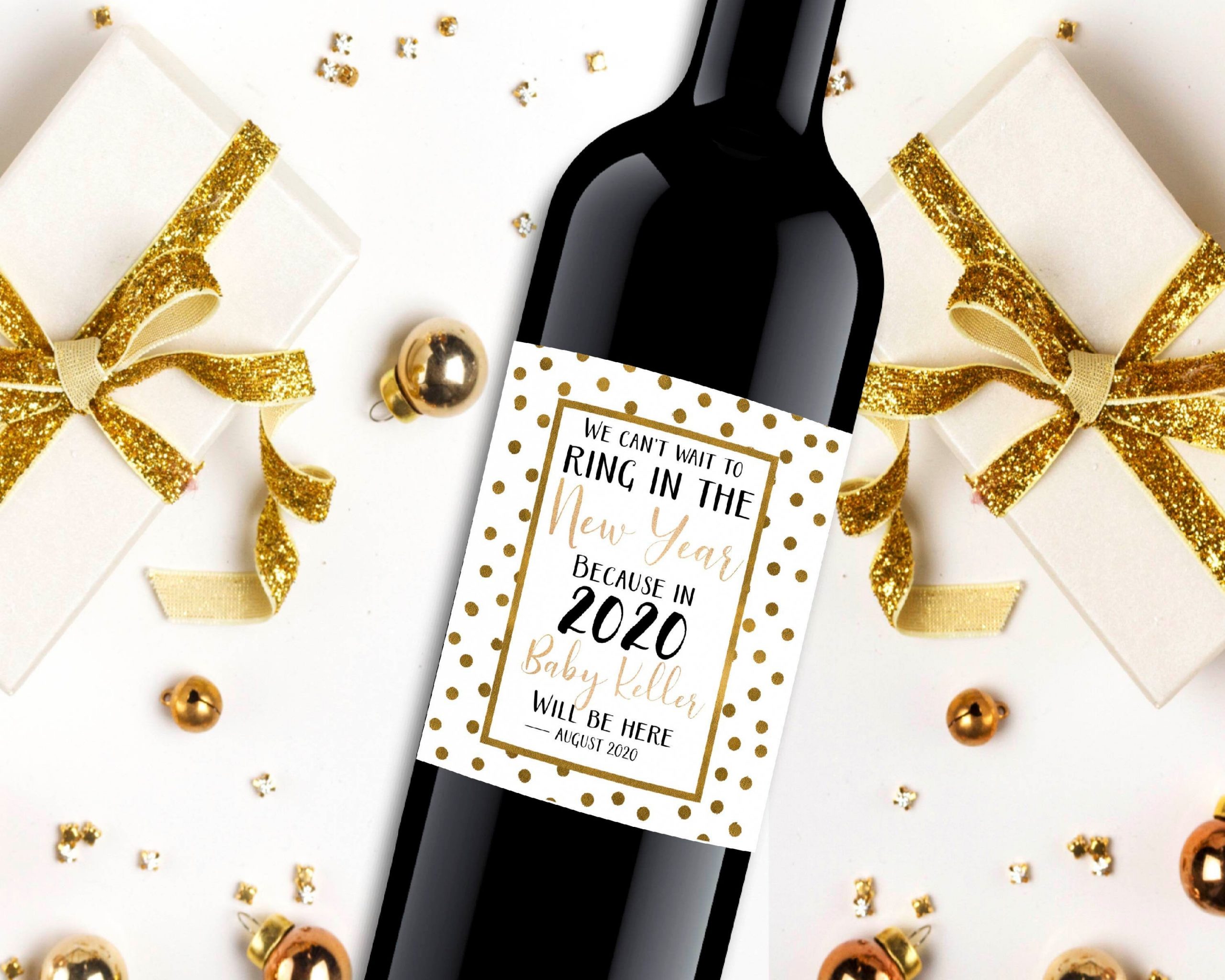 New Years Pregnancy Announcement Wine Bottle Label - Just Simply Mom ...