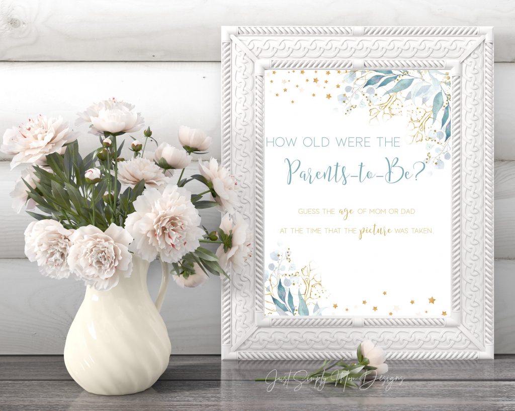 Printable Baby Shower Parents Age Guess Game Sign and Activity Cards ...