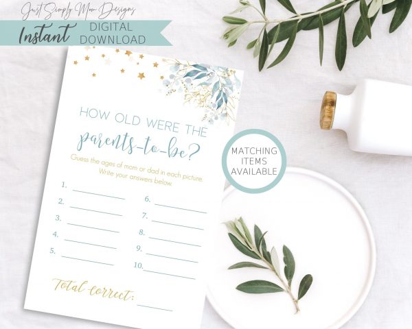 Printable Baby Shower Parents Age Guess Game Sign and Activity Cards ...
