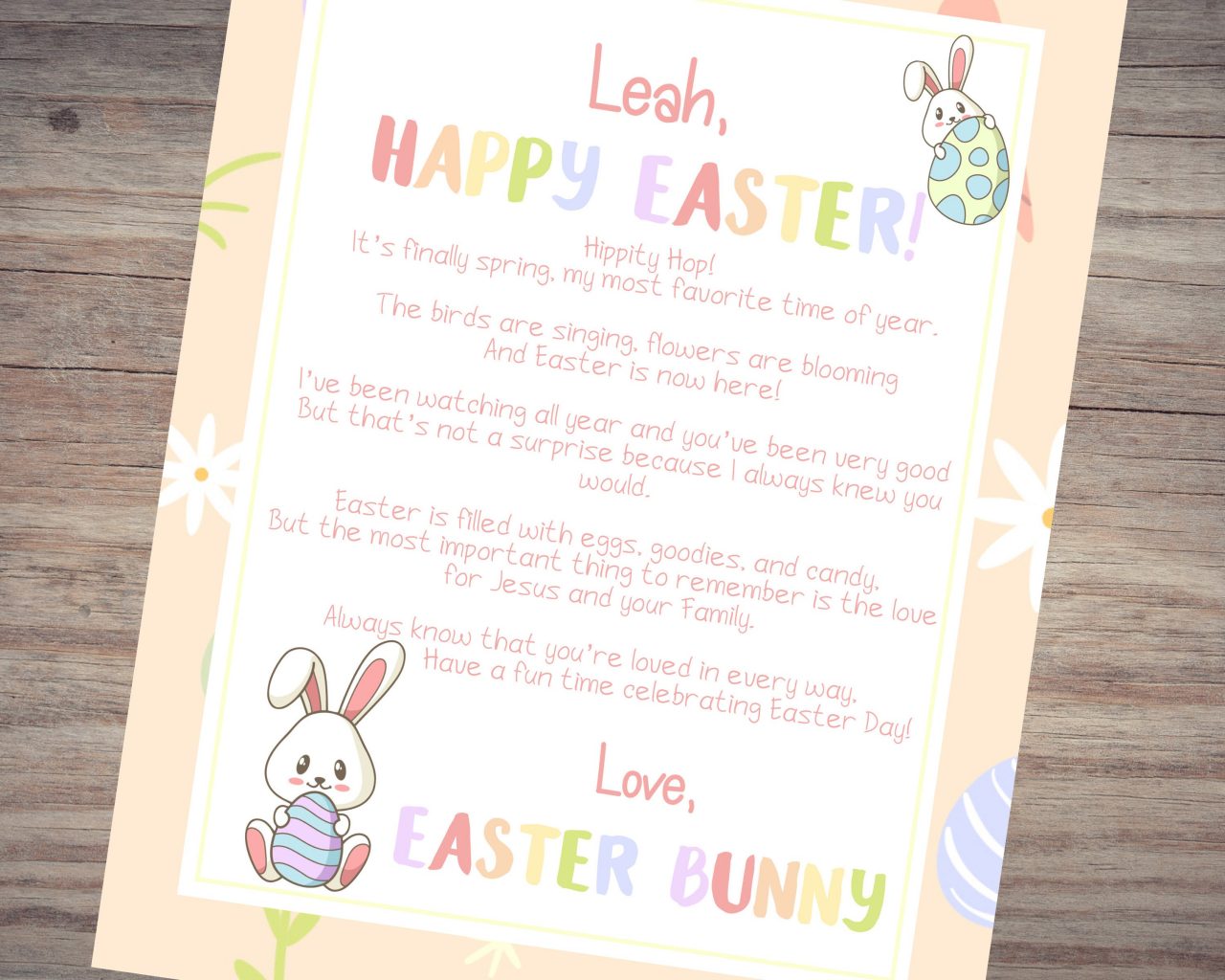Printable Easter Bunny Letter - Just Simply Mom Designs