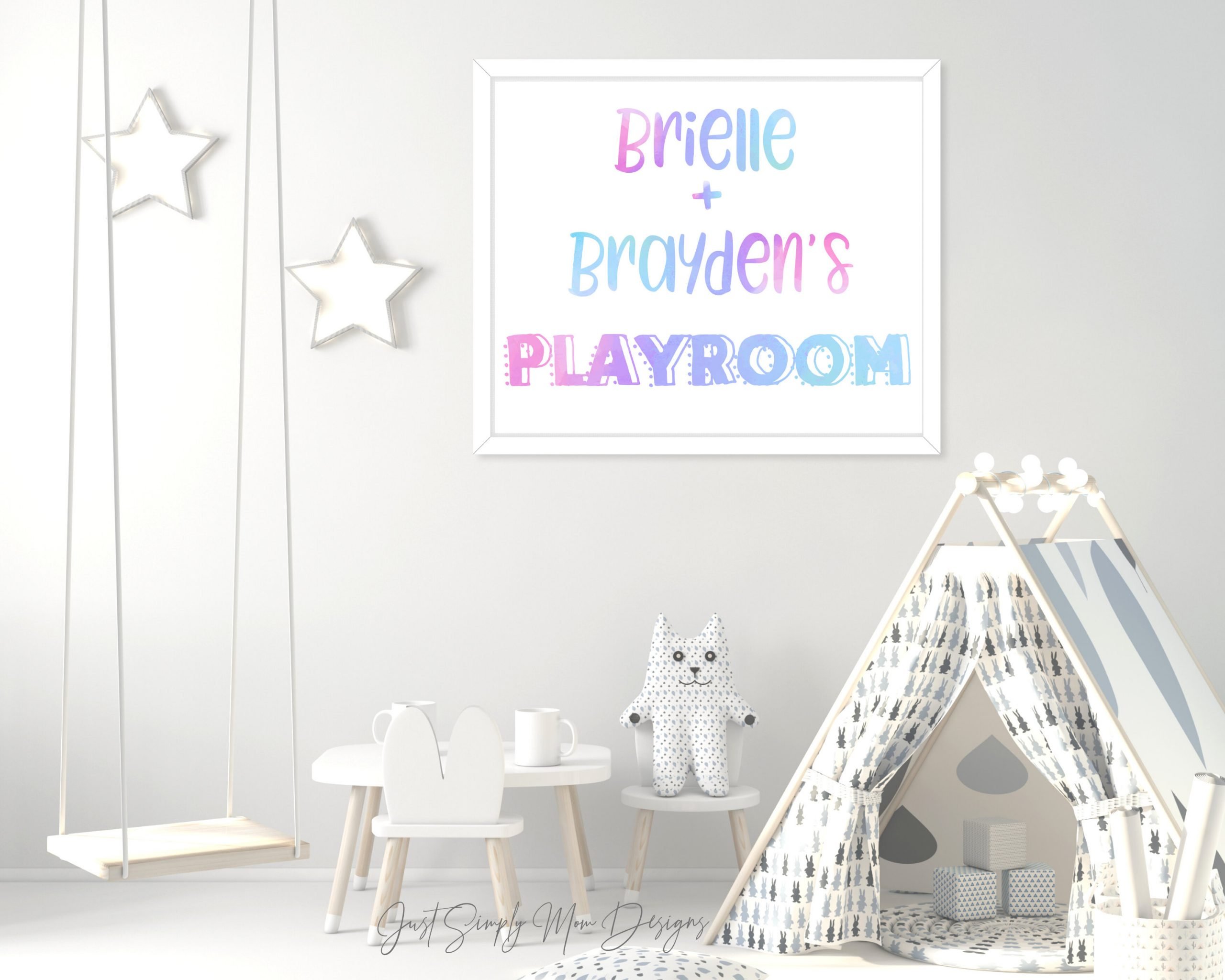 Rainbow Printable Playroom Sign Wall Decor - Just Simply Mom Designs